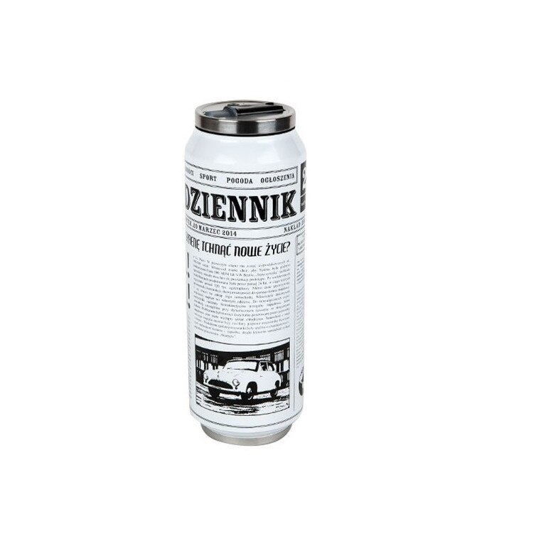 Termos cu imprimeu ziar 700 ml, Witek Home, Inox, Alb/Negru - eMAG.ro