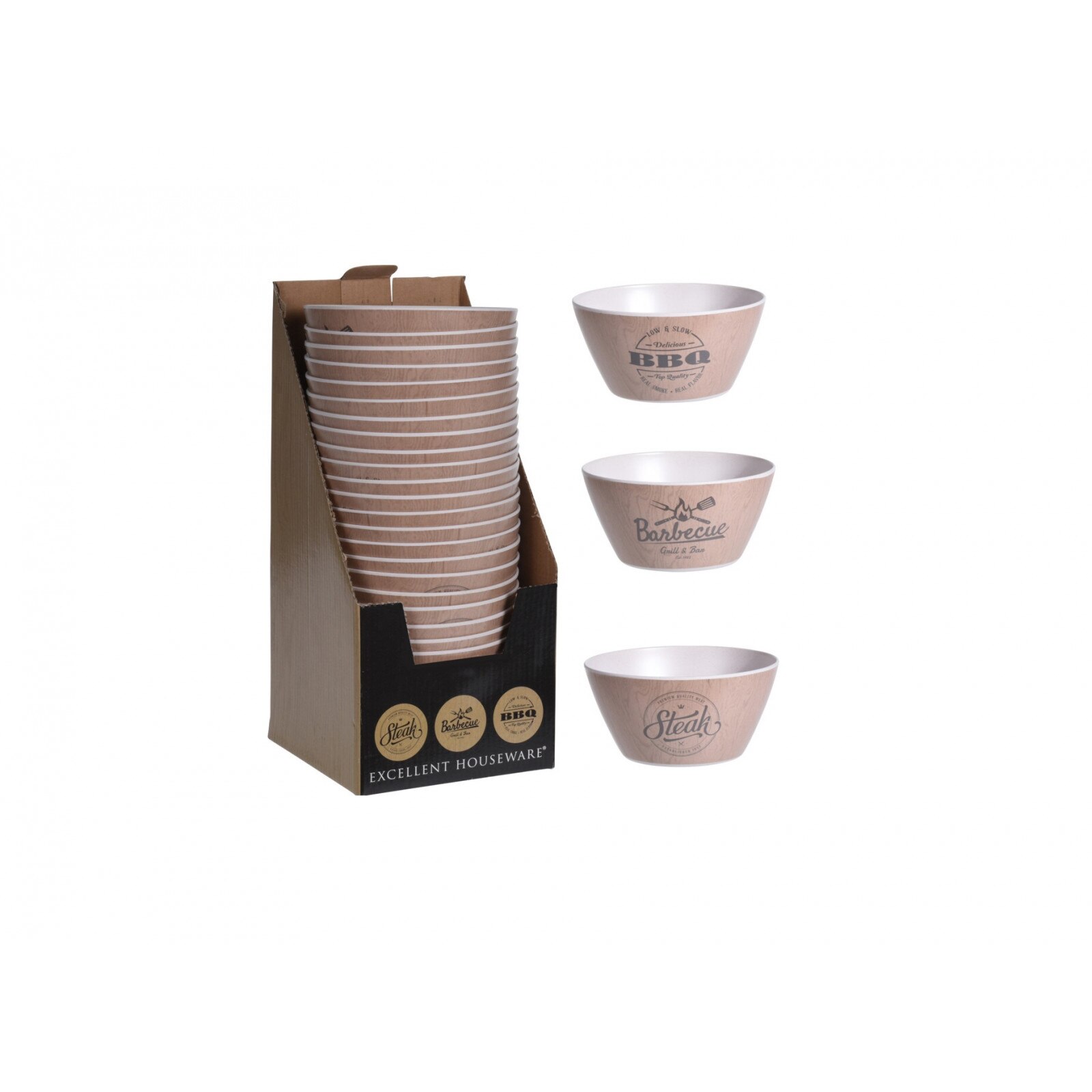 Комплект от 3 купи Excellent Houseware, меламин, 25,5x11,5 см, кафяви ...