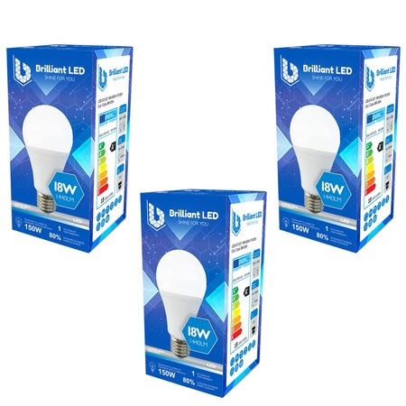Set 3 Buc - Bec Brilliant LED, 18W (150W), 1440lm, lumina rece 6500k ...