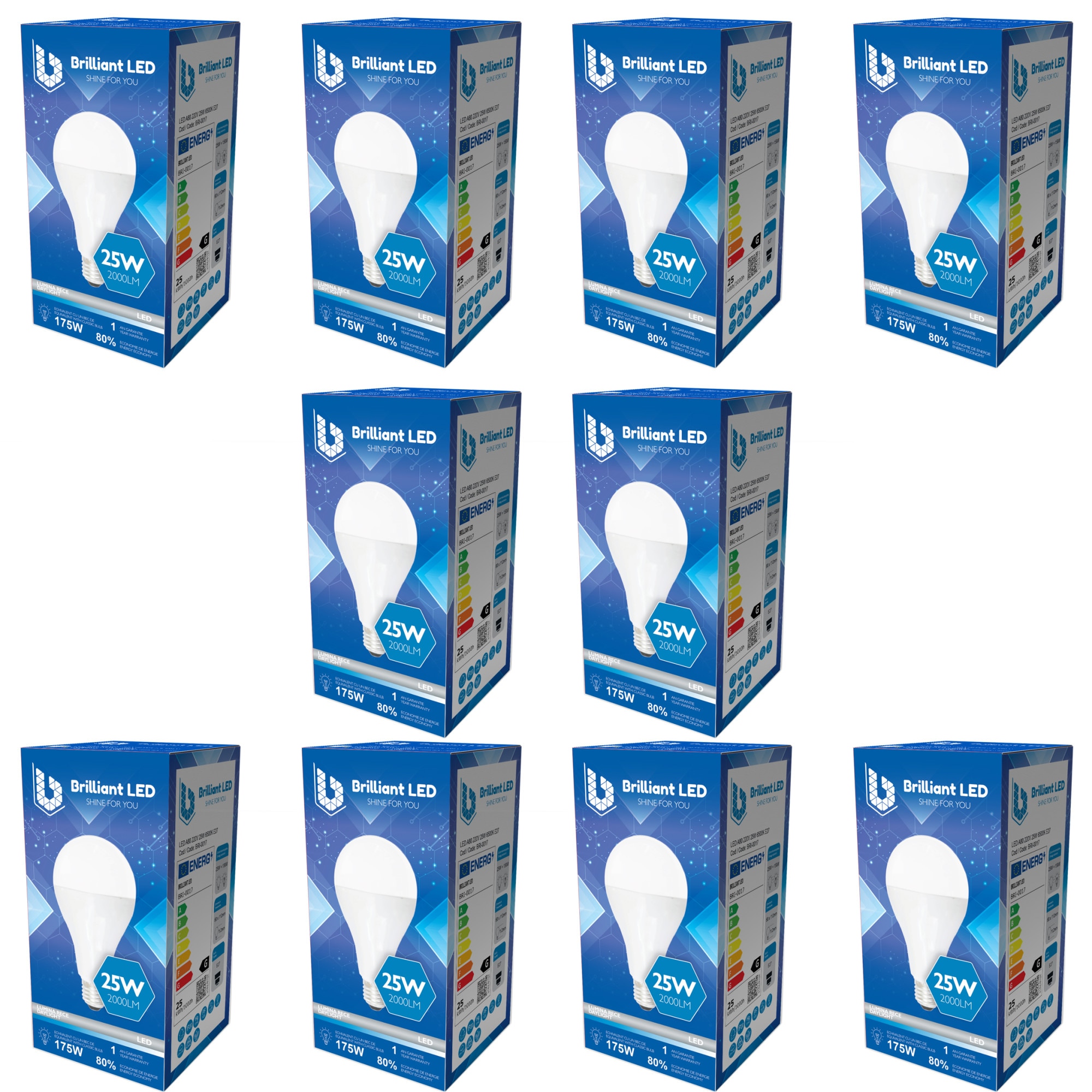 Set 10 Buc - Bec LED A80 Brilliant LED, E27, 25W (175W), 2000LM, G ...