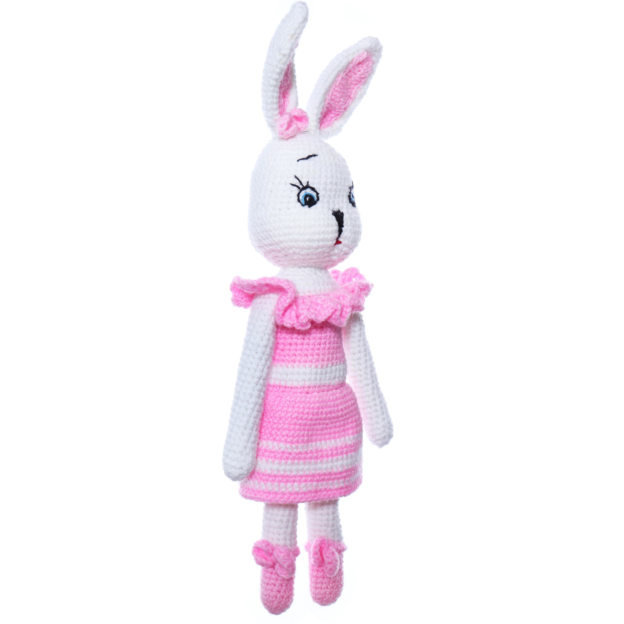 Iepuras de plus crosetat manual, 50x12 cm, roz, Recostore®, REC2152 ...