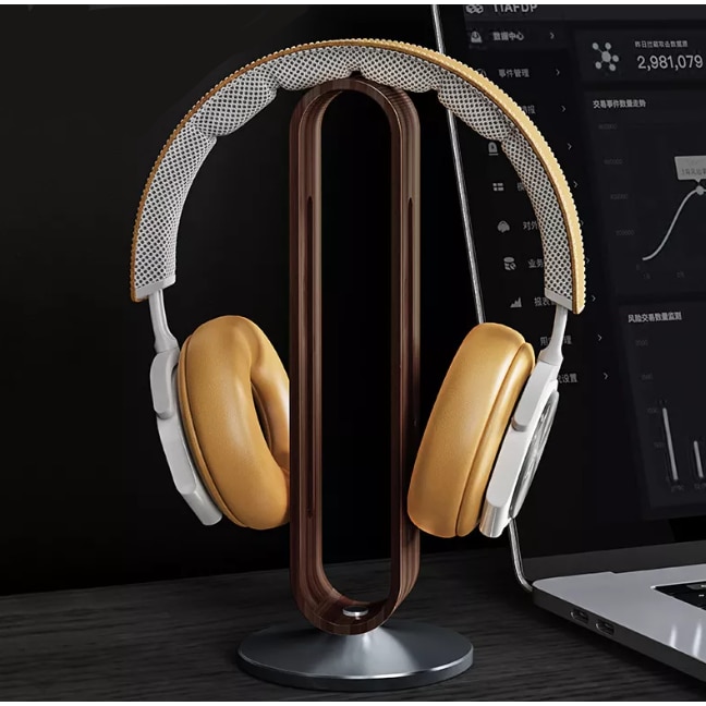 Suport pentru casti de birou, Gaming, Lemn de bambus, Elegant, Maro ...