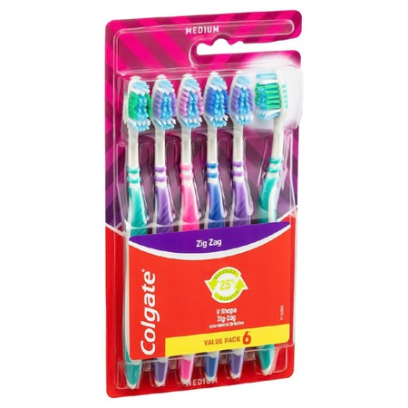 Periuta de dinti Zig Zag, Colgate, Multicolor, 6 buc - eMAG.ro
