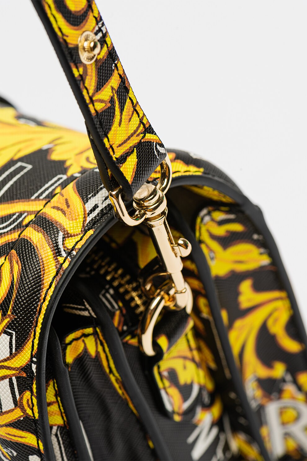 Versace Jeans Couture, Geanta crossbody cu imprimeu, Negru, Galben ...