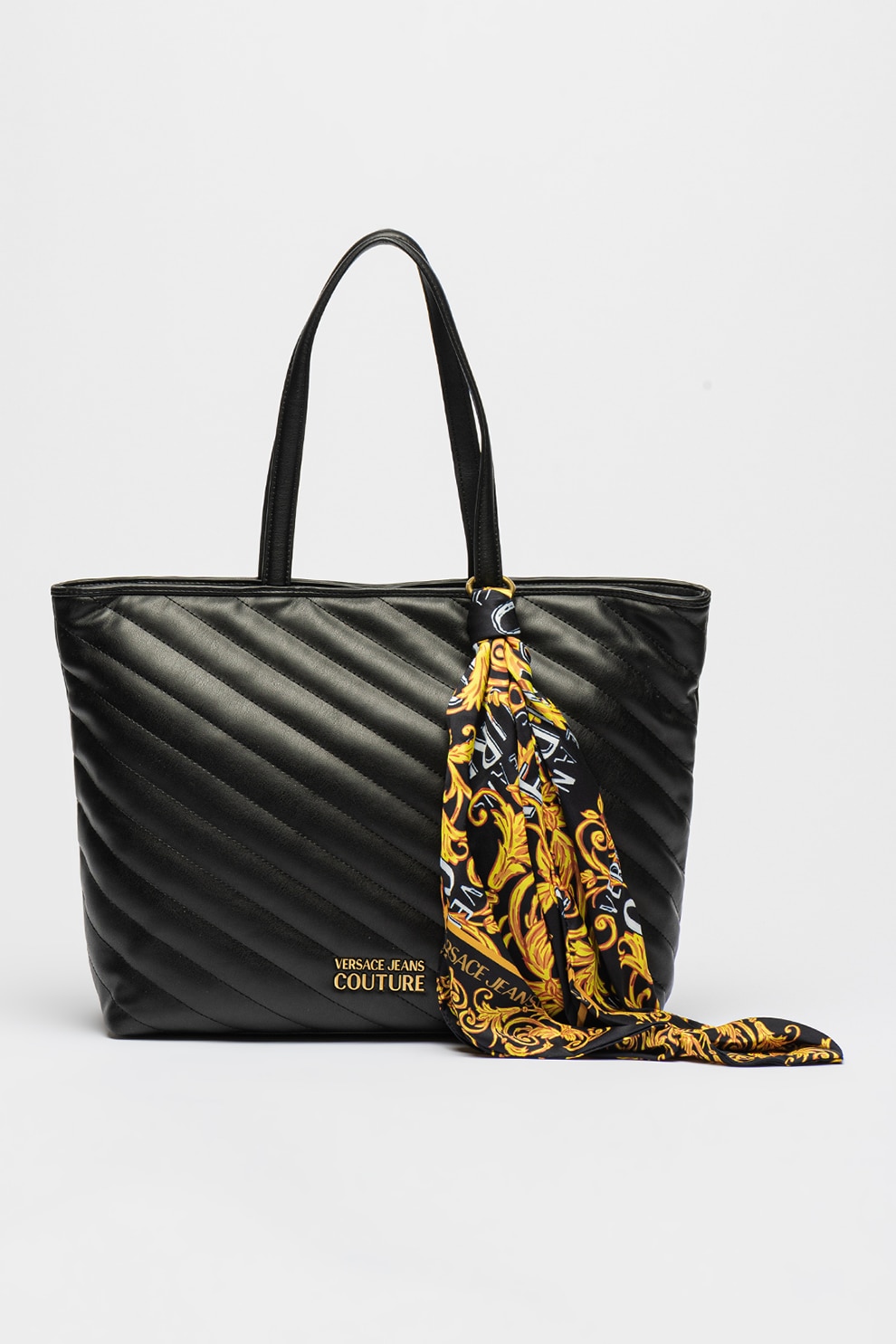 Versace Jeans Couture, Geanta tote cu esarfa decorativa Thelma, Negru ...