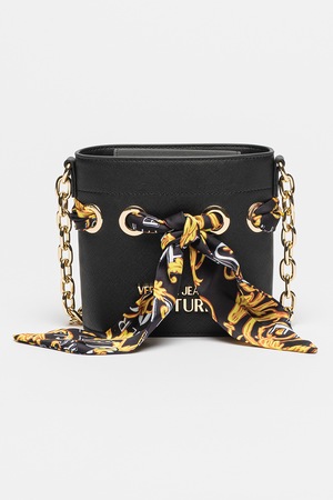 Versace Jeans Couture, Geanta crossbody cu bareta din lant, Negru - eMAG.ro