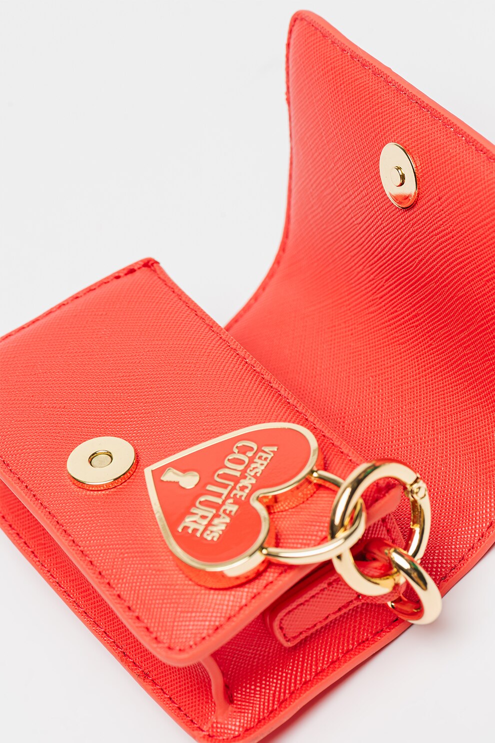 Versace Jeans Couture, Geanta crossbody cu logo metalic, Auriu, Corai ...