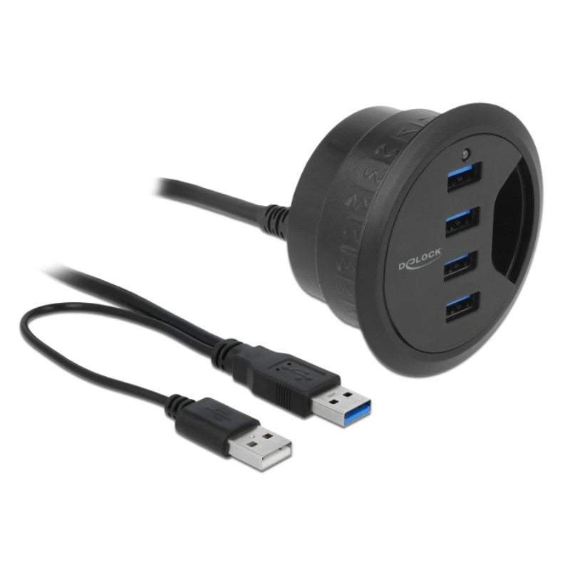 Hub USB, Delock, 4 porturi, USB 3.0, 5 Gbps, 60/80 mm, Negru - eMAG.ro