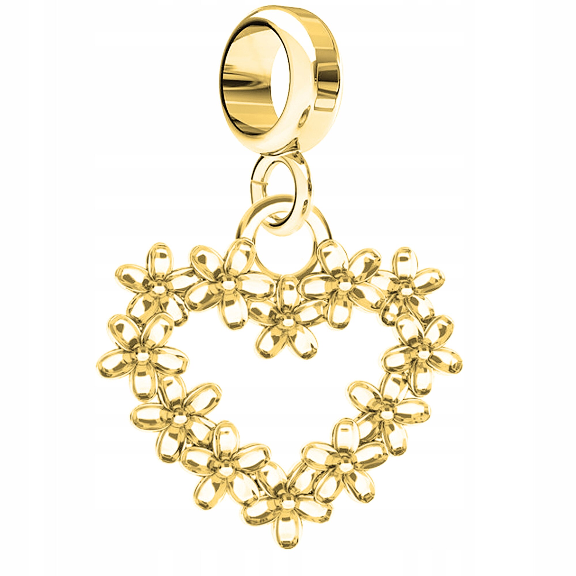 Pandantiv Charms, Larezo, o inima de flori, argint 925 placat cu aur, 2 ...