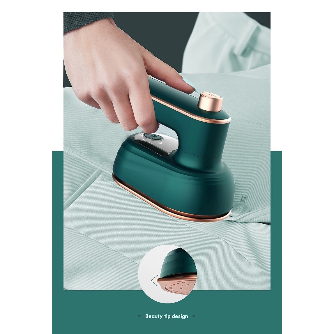 Mini fier de calcat verde, portabil,, fier de calcat cu abur rotativ ...