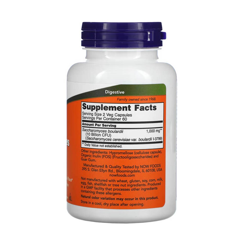 Saccharomyces Boulardii (Drojdie Probiotica) Now Foods, 120 capsule ...