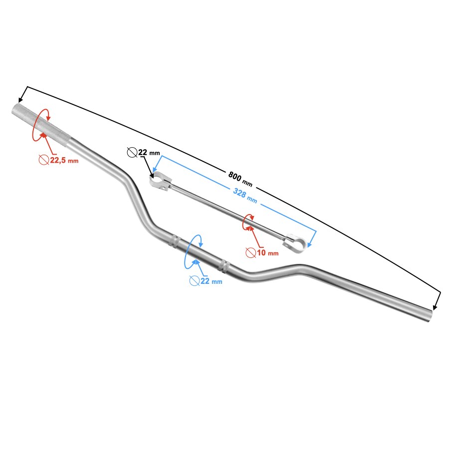 Ghidon universal, moto naked cross, diametru 22mm, culoare argintiu ...