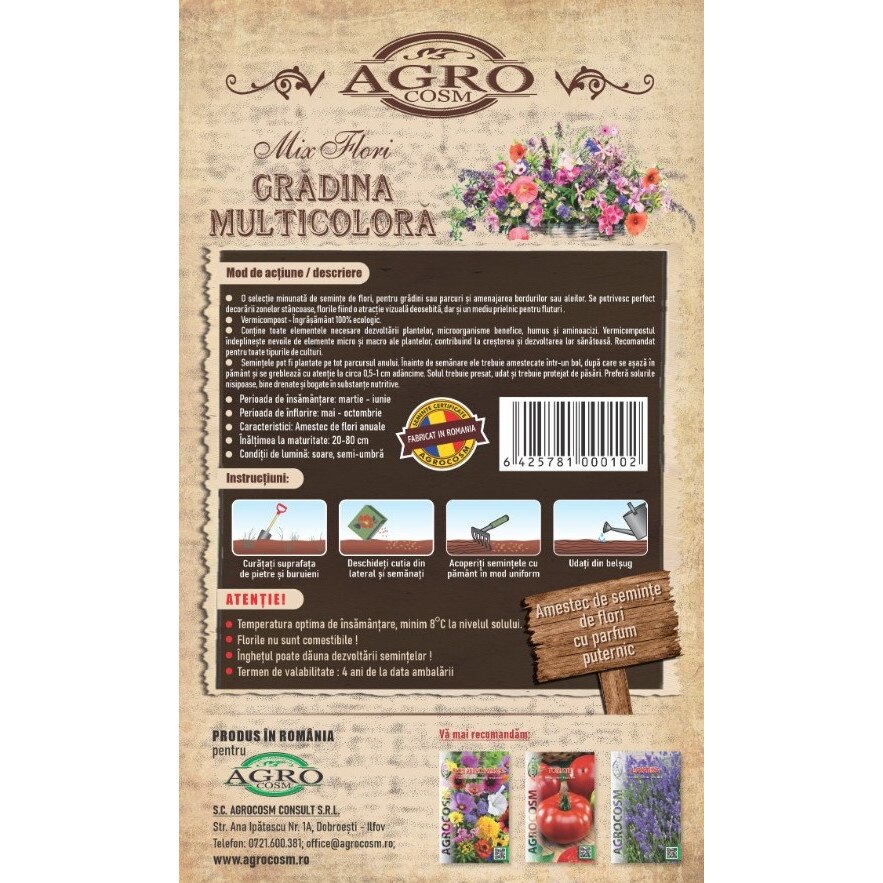 Seminte flori Gradina Multicolora 180 gr - eMAG.ro