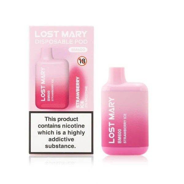 Tigara electronica de unica folosinta, Lost Mary BM600 - Strawberry Ice, 2ml, 20mg NicSalt ...