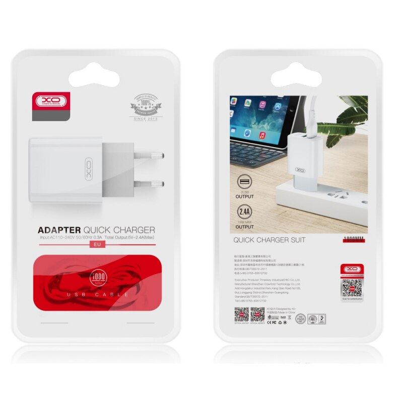 Incarcator Retea XO Design, L85C, 2.4A, 12W, 2 X USB, cablu tip Lightning, Alb - eMAG.ro