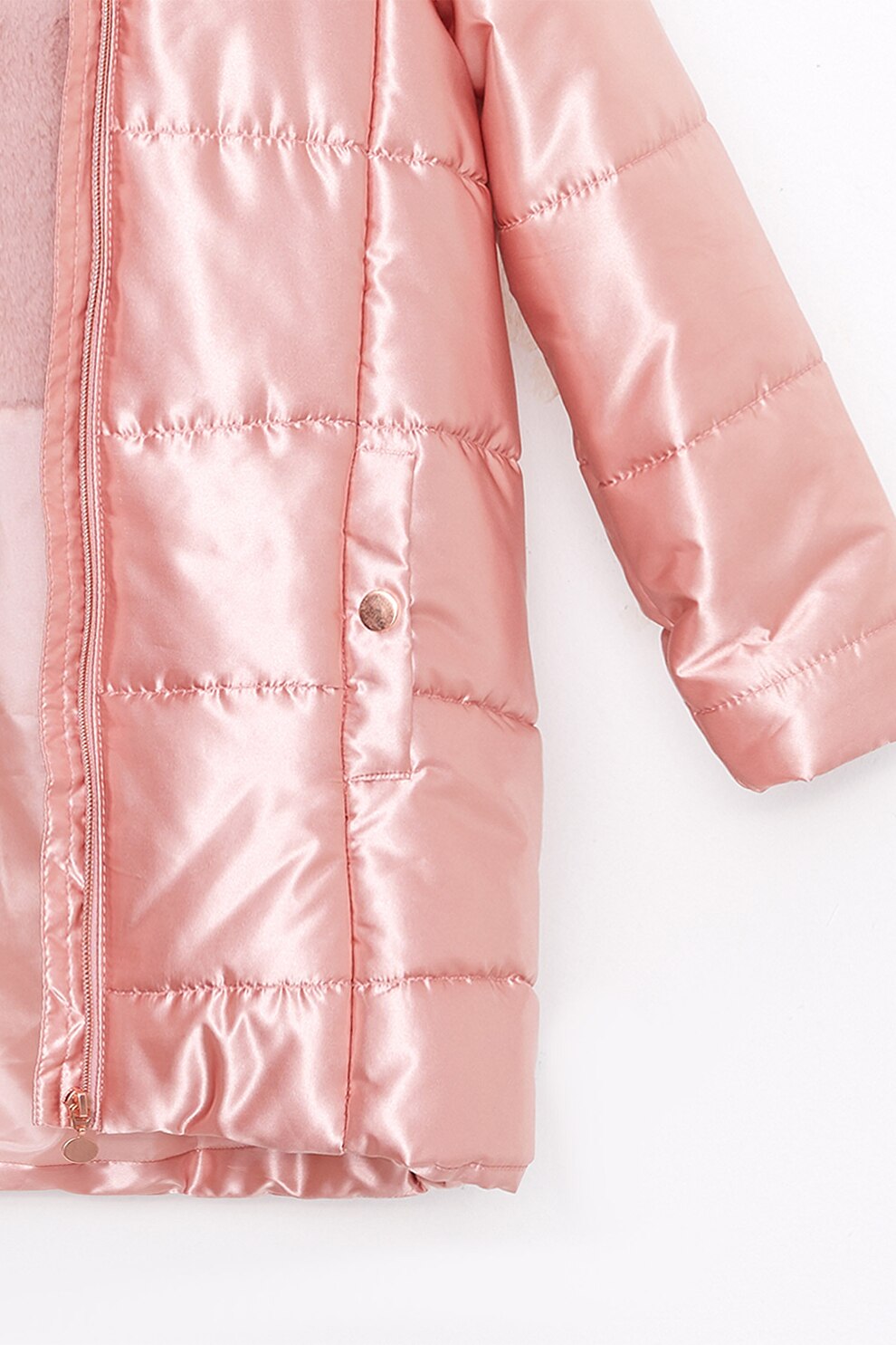 LC WAIKIKI, Geaca lunga cu blana sintetica detasabila, Roz pastel, 146 ...