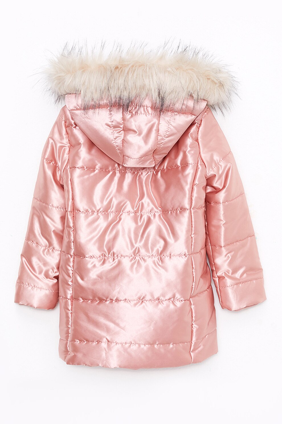 LC WAIKIKI, Geaca lunga cu blana sintetica detasabila, Roz pastel, 146 ...