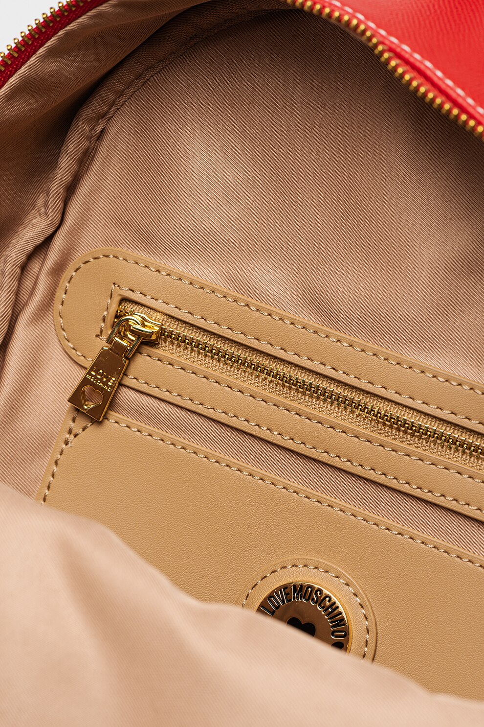 Love Moschino, Раница от еко кожа с лого, Червен - eMAG.bg