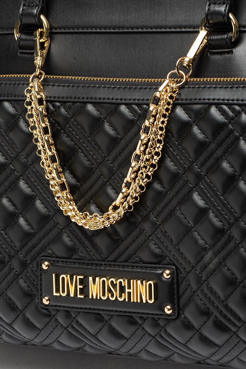 Love Moschino, Geanta din piele ecologica cu bareta de umar si ...