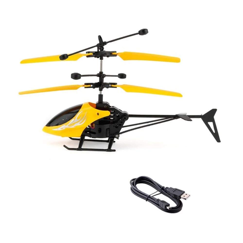 Mini drona cu senzor de miscare si lumina Led, Elicopter, Galben - eMAG.ro
