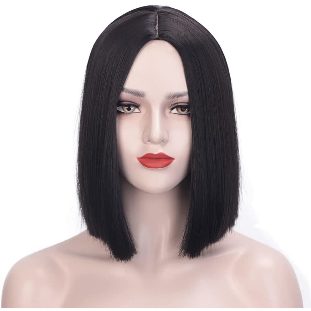 Peruca bob mediu, Par sintetic, Negru - eMAG.ro