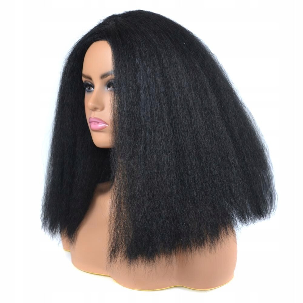 Peruca afro, Lungime medie, 35 cm, Negru - eMAG.ro