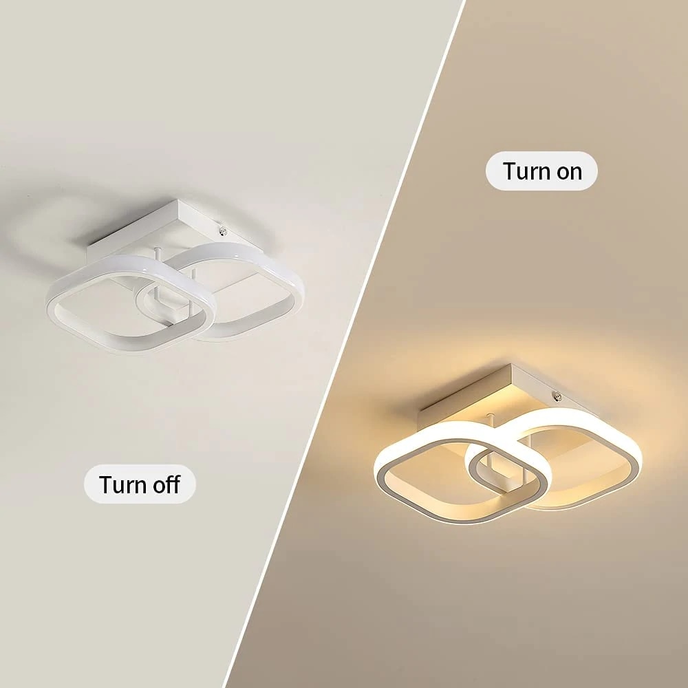 Lustra LED, Goeco, Acril/Metal, Model patrate, 22 W, Lumina calda, Alb ...