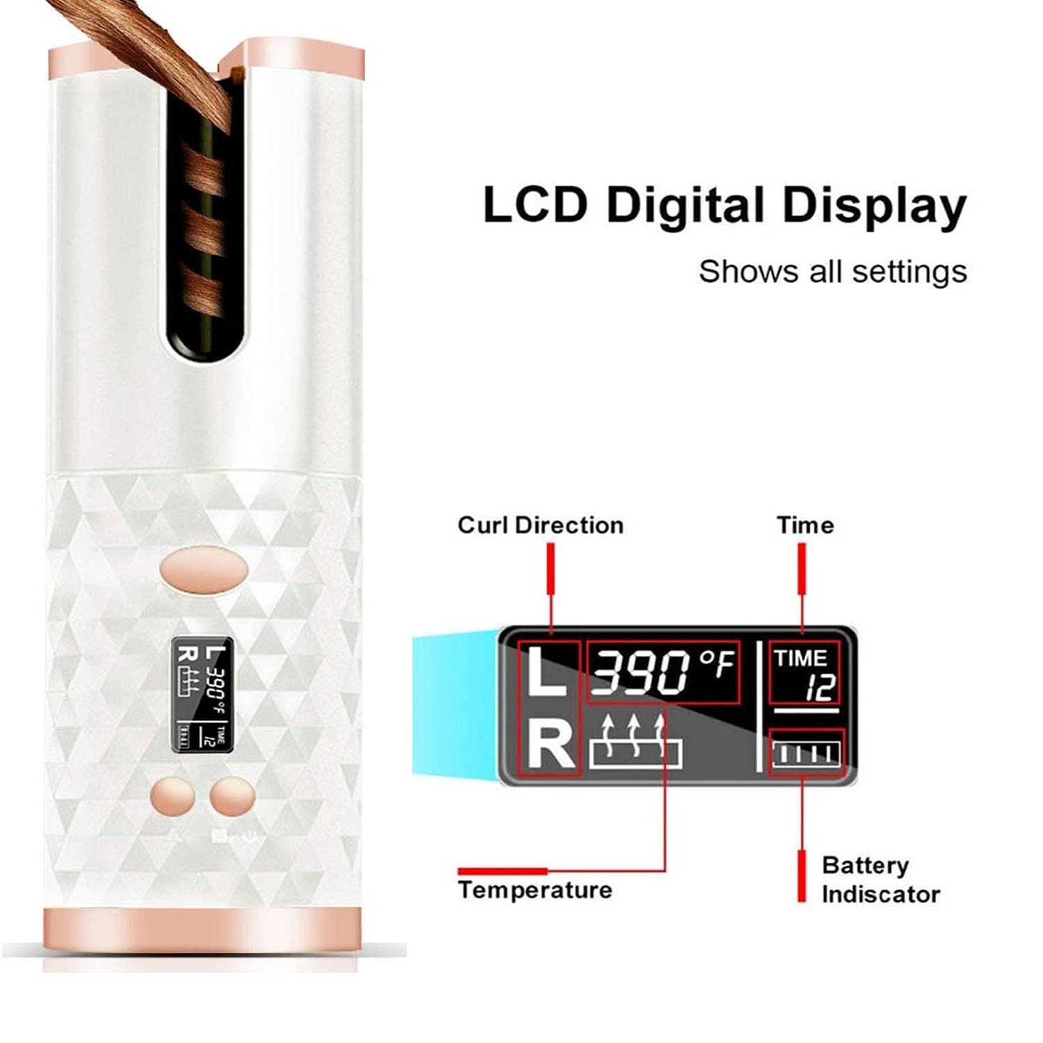 Ondulator de par automat, Kimystam, Afisaj LCD, 6 setari de temperatura ...