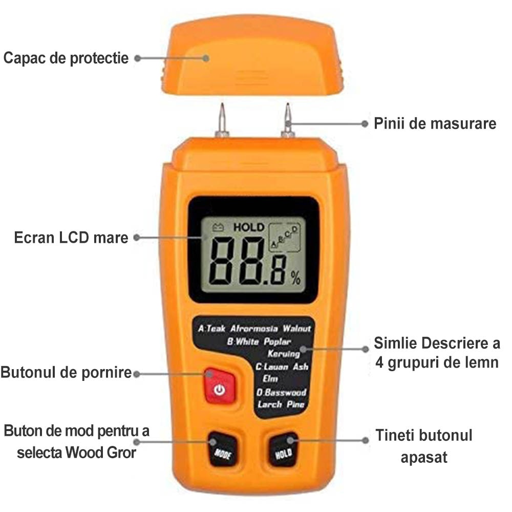 Umidometru profesional pentru detectarea gradului de umiditate al ...