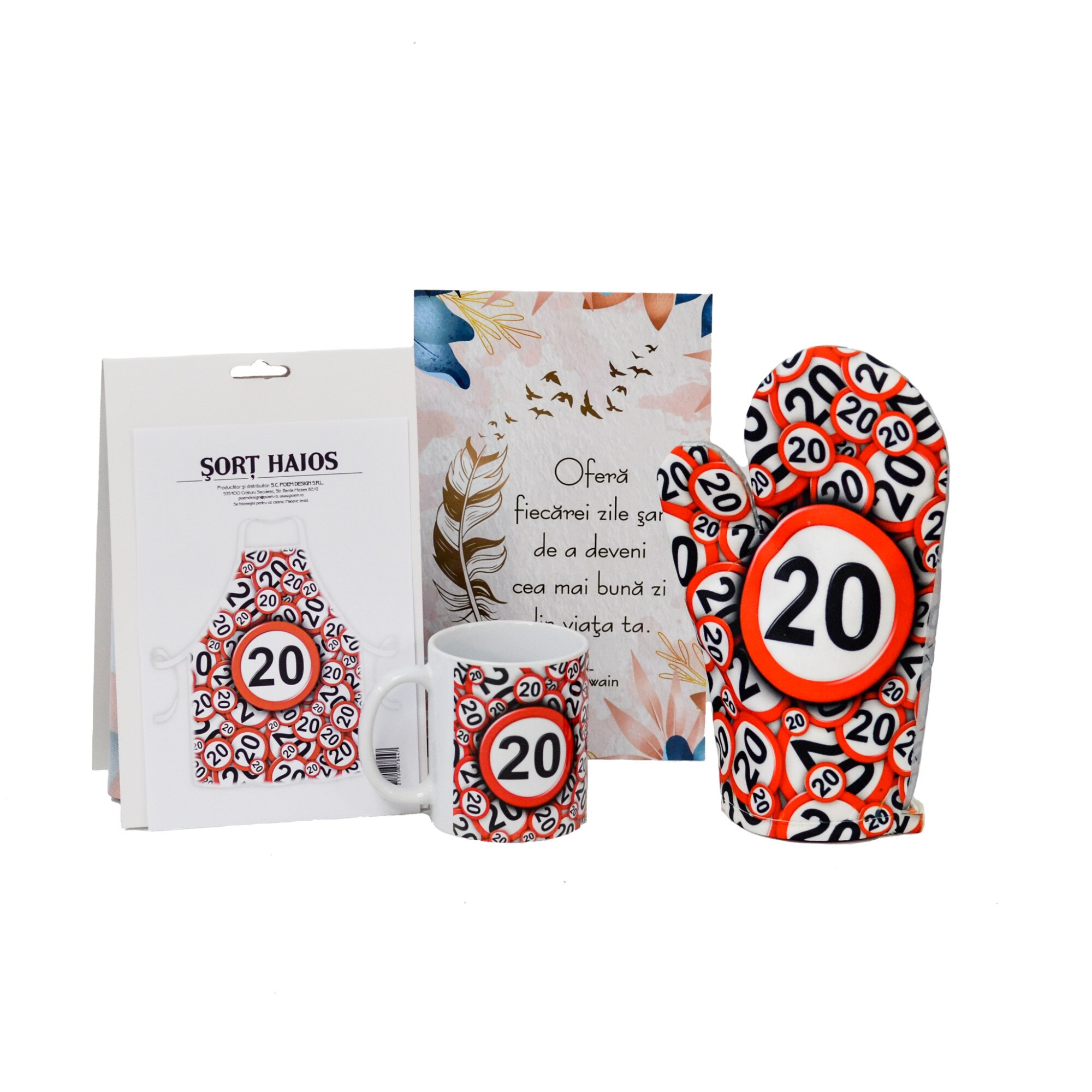 Set cadou aniversare 20 de ani, sort, tablou, lumanare, ecuson - eMAG.ro