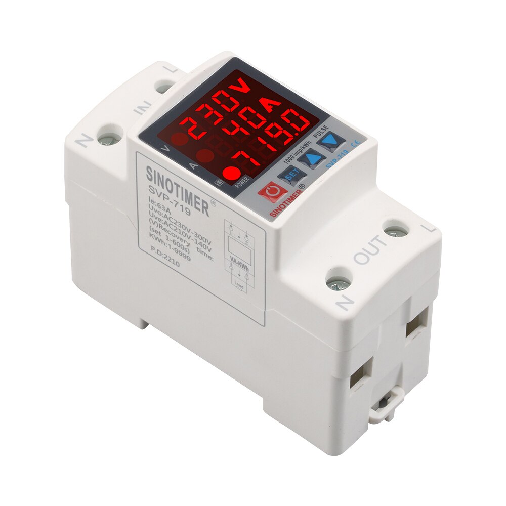 Releu digital monofazic de protectie tensiune, Sinotimer, si curent 1 ...
