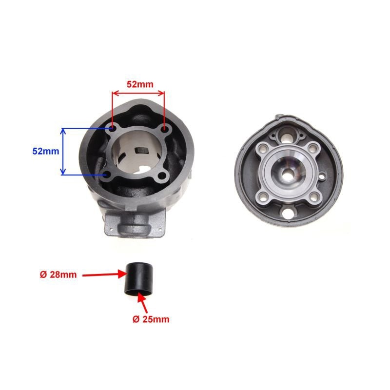 Set motor si chiuloasa, Minarelli AM6, 90cc, d.49, culoare argintiu ...