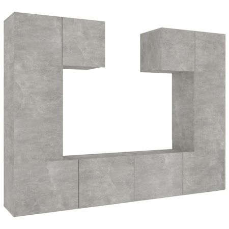 Set dulap TV vidaXL, 6 piese, gri beton, lemn prelucrat, 59 Kg - eMAG.ro