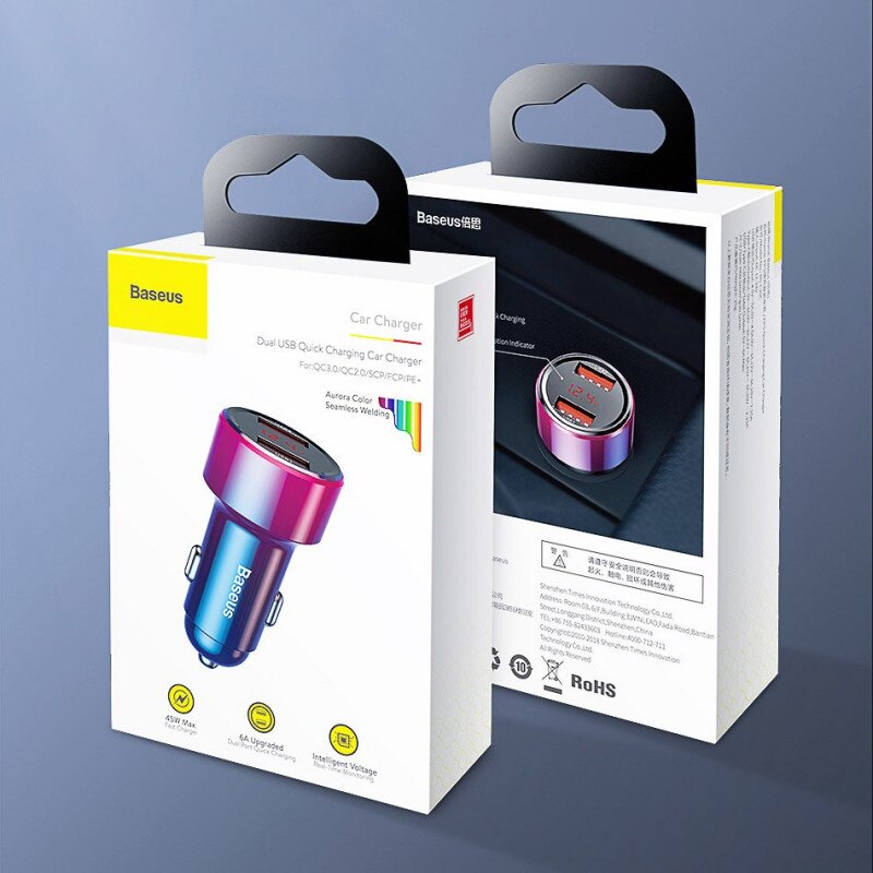 Incarcator auto, Baseus, USB, USB C, 45 W, Multicolor - eMAG.ro