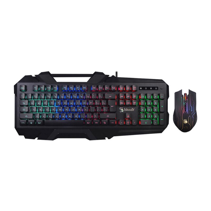 Set mouse/tastatura BLD-B2500, Bloody, 4000 Cpi, Iluminare RGB, Negru ...