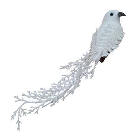 Ornament brad pasare, 18 cm, alb - eMAG.ro