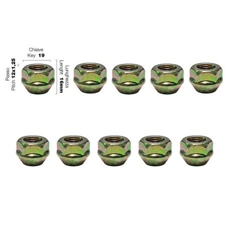 Set 10 piulite conice, Simoni Racing, 12x1.25, 16mm (19), Argintiu ...