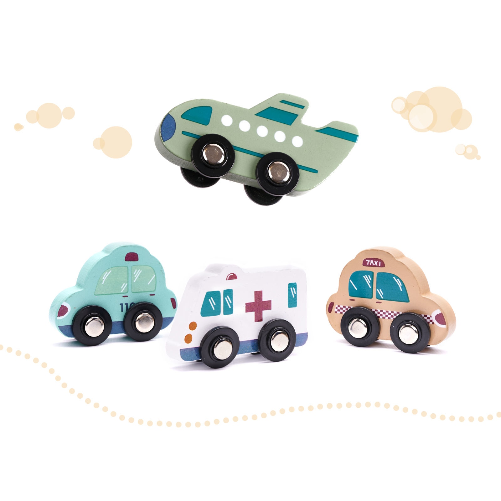 Set 181 cuburi de constructie pentru copii din lemn iMK® pista pentru ...