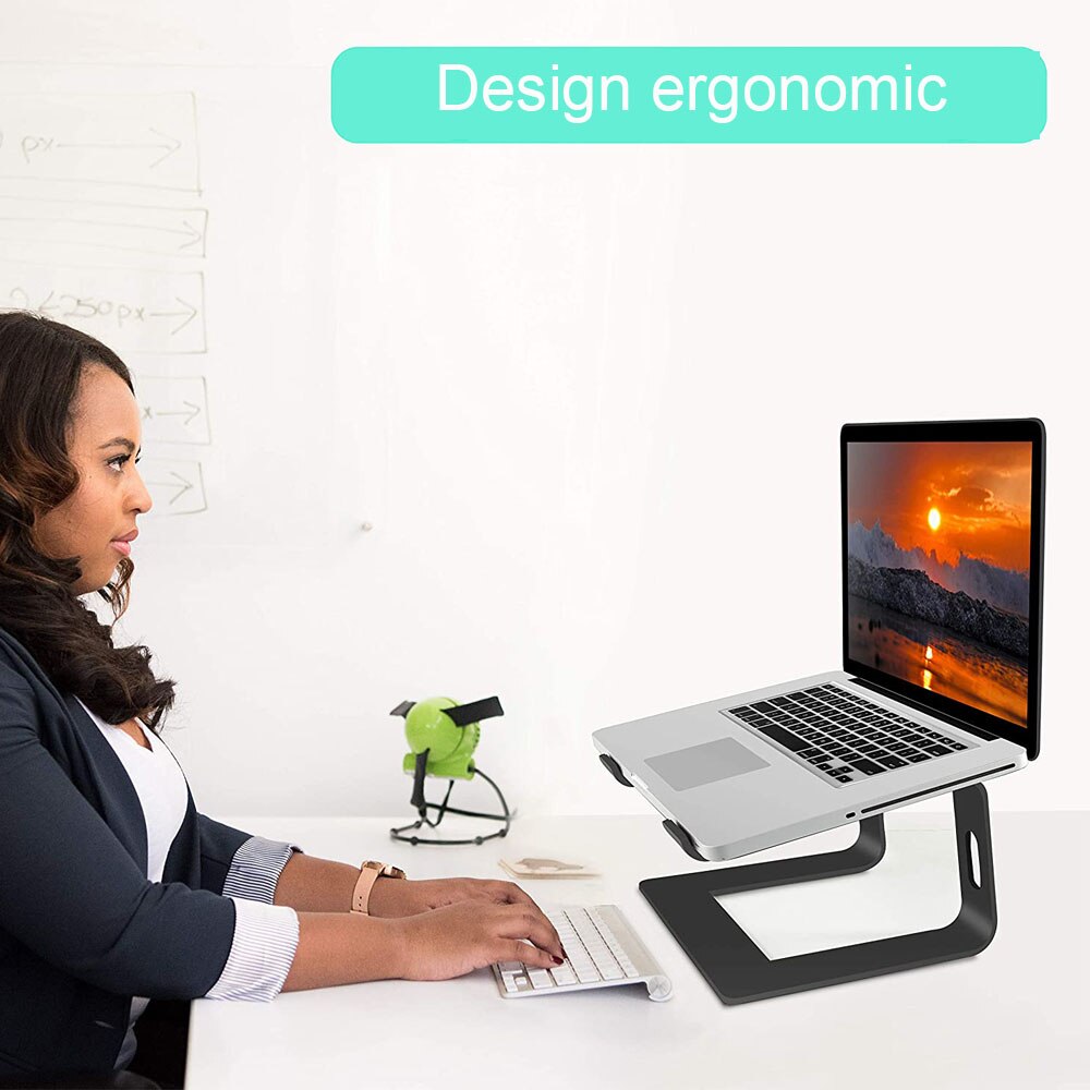 Stand laptop, Ergonomic, Aluminiu, Compatibil cu laptopuri de la 10 la ...