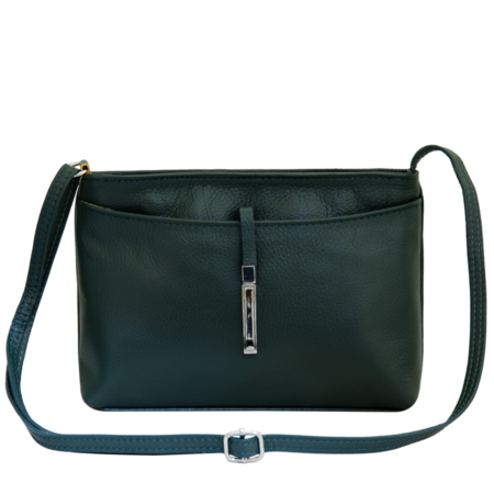 Geanta crossbody din piele naturala Eva Bags, Sabina verde inchis mat ...