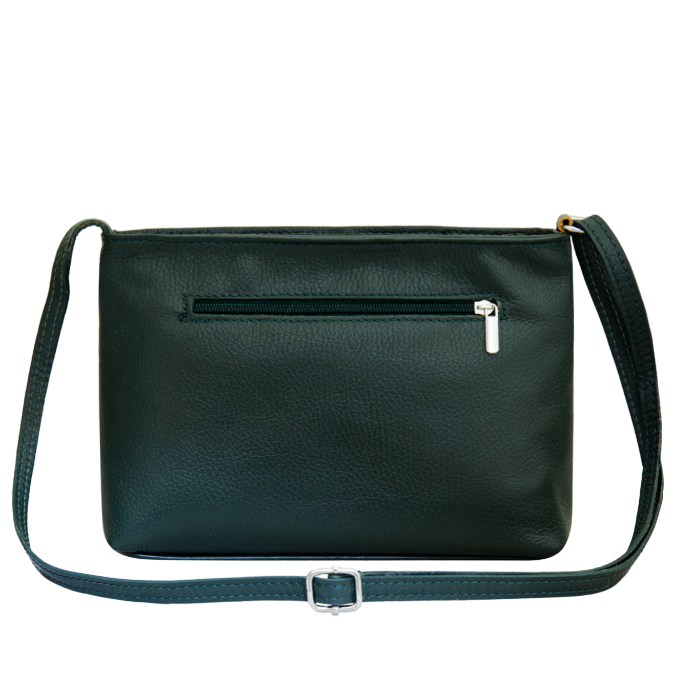 Geanta crossbody din piele naturala Eva Bags, Sabina verde inchis mat ...
