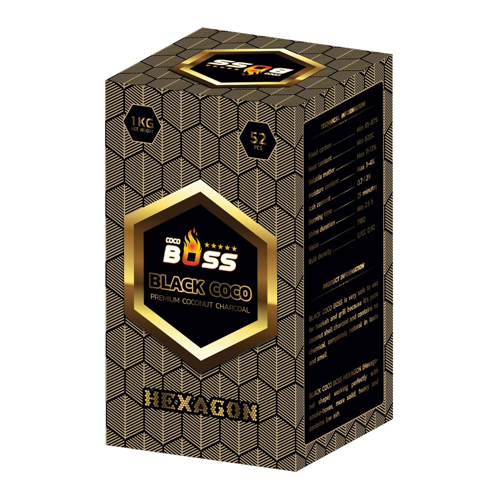 Carbuni Narghilea Black COCO BOSS Hexagon 1kg 52 bucati - eMAG.ro