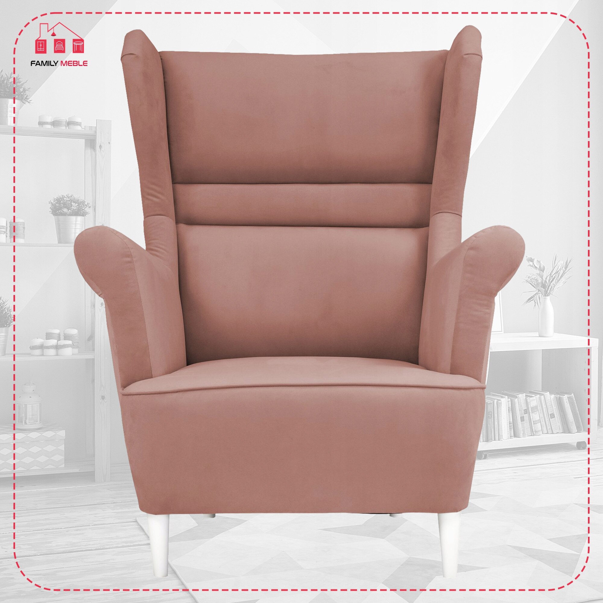 Fotoliu Fix Zoja Scandinav Puf Din Velur Sufragerie, Roz prafuit ...