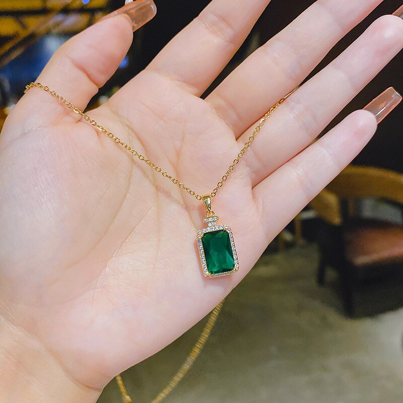 Colier dama, Patrat, Verde/Auriu - eMAG.ro