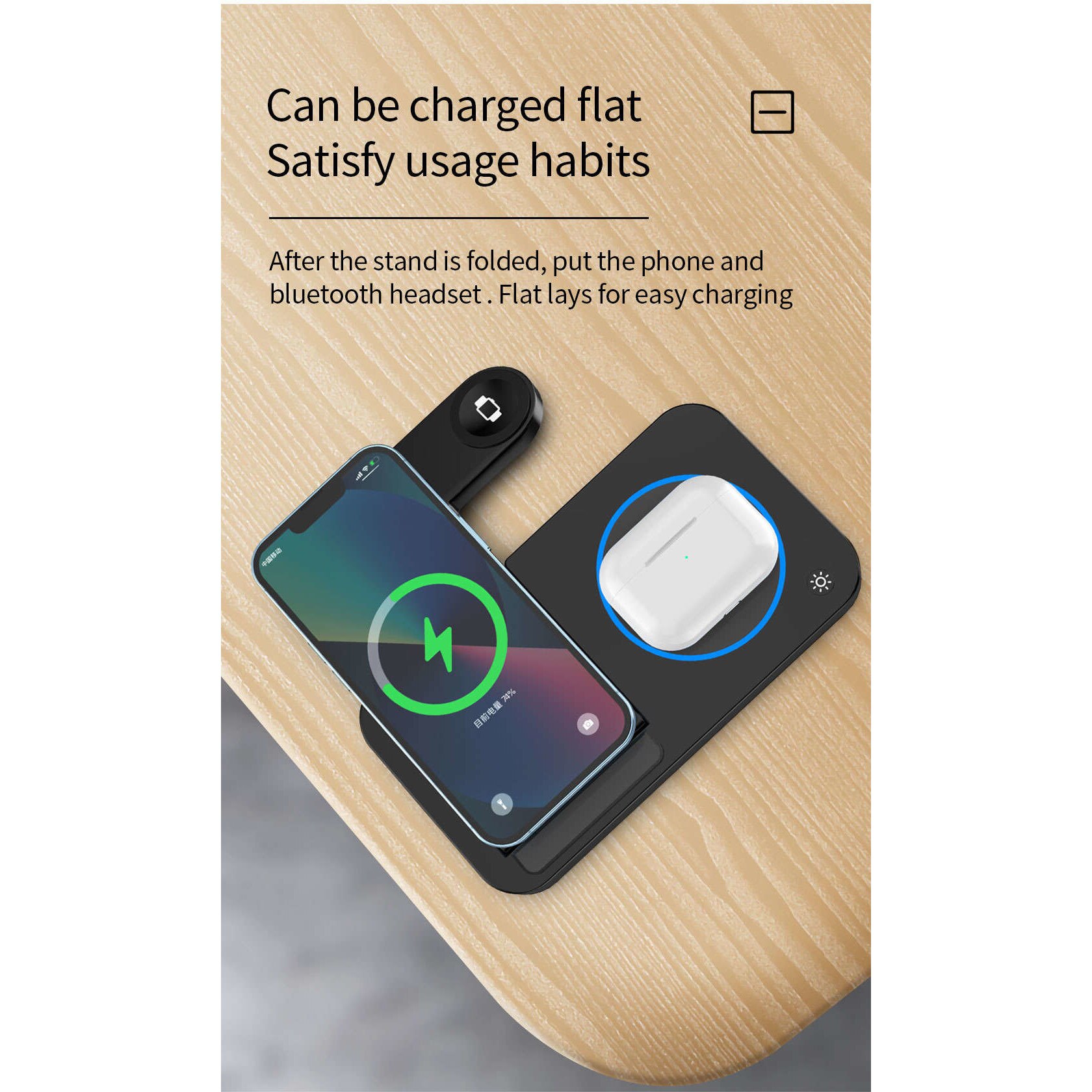 Incarcator Wireless B18, statie incarcare 4 in 1, Qi Fast Charger 15W ...