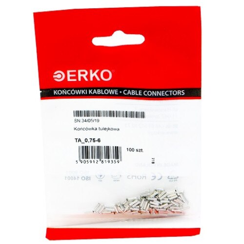 Terminal de cablu neizolat TA 0,75-6 100 buc ERKO - eMAG.ro