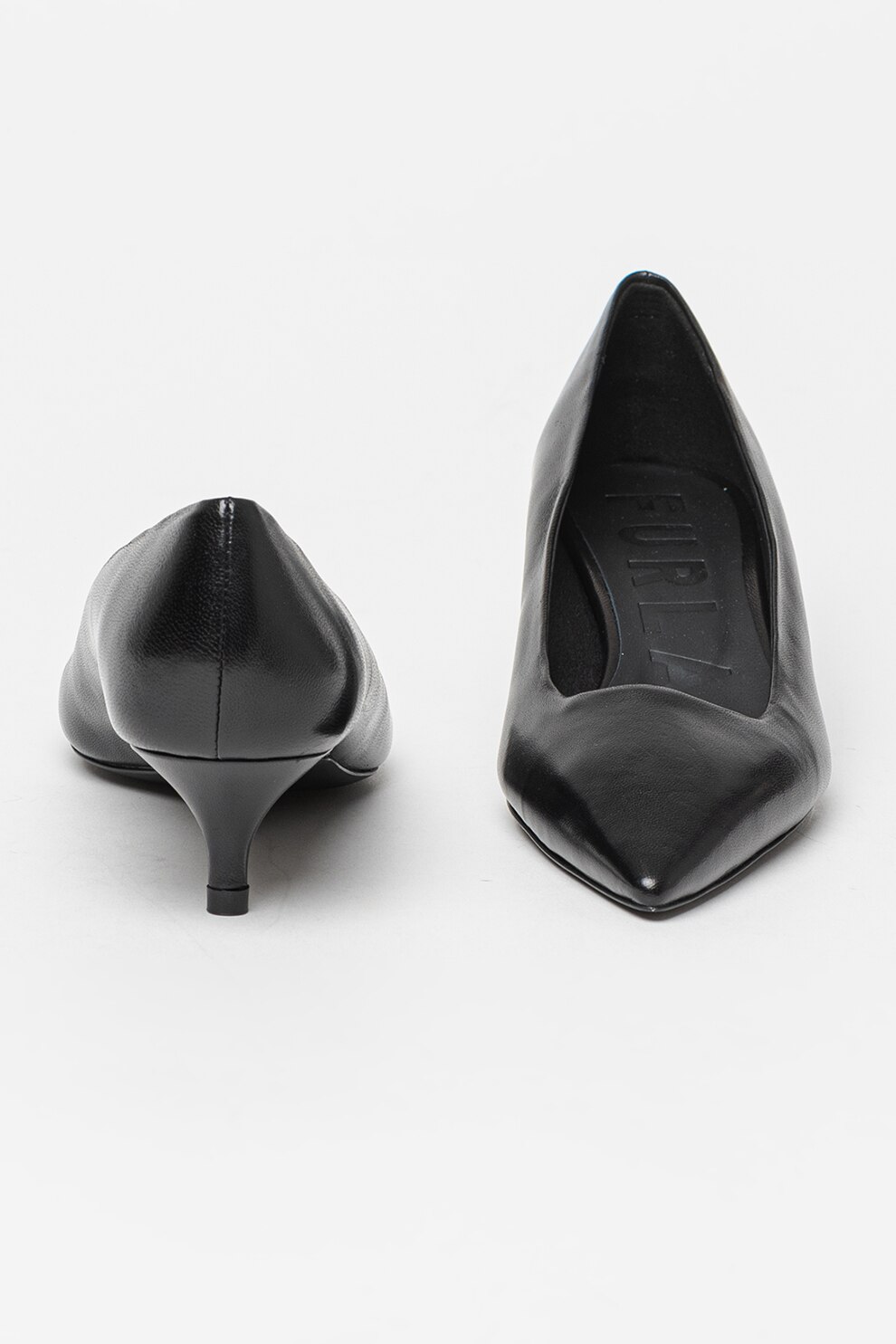 Furla, Pantofi din piele cu toc kitten Code, Negru, 37 - eMAG.ro
