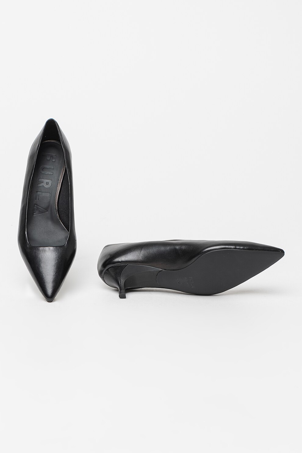 Furla, Pantofi din piele cu toc kitten Code, Negru, 37 - eMAG.ro