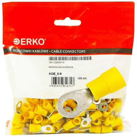 Terminal de cablu tip inelar izolat KOE 6mm-M5 100 buc Erko - eMAG.ro