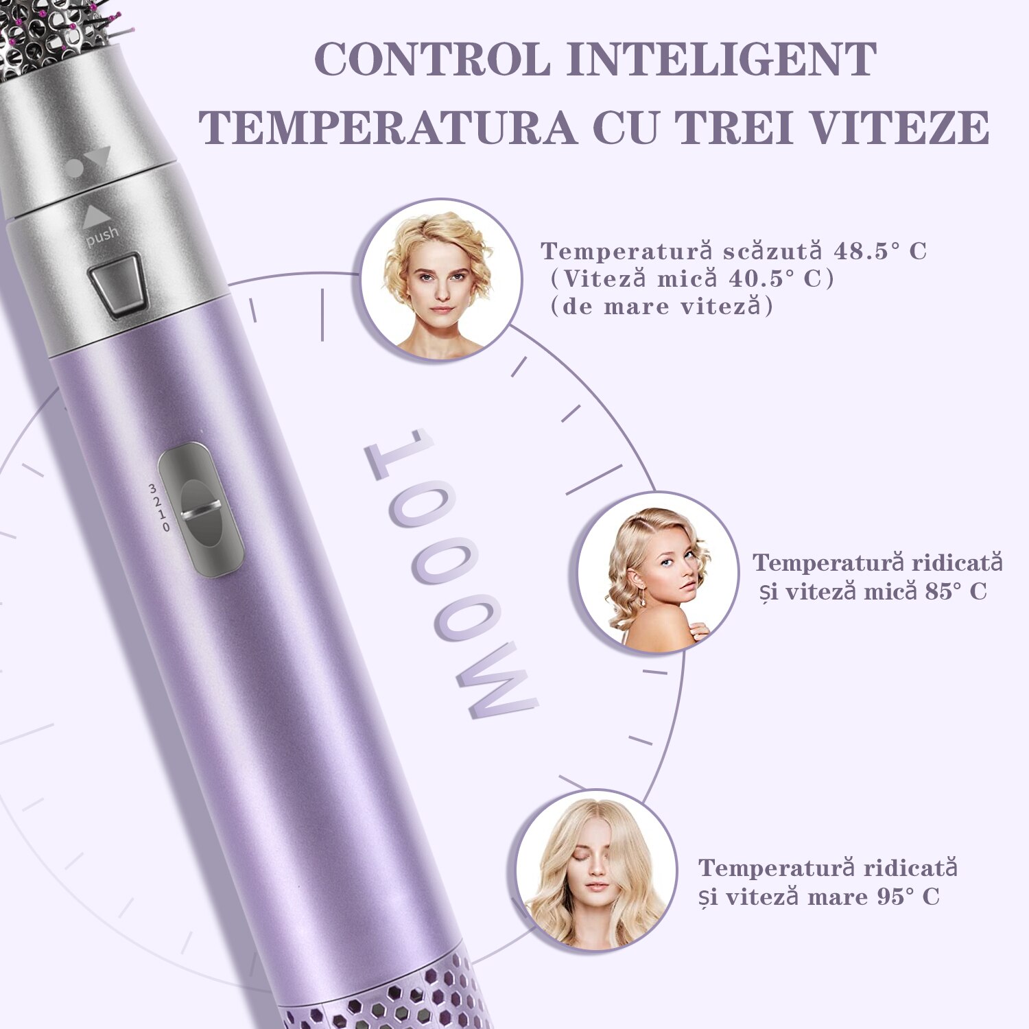 Perie de par electrica 5 in 1 Byondself®, 1000W, 3 Setari temperatura ...